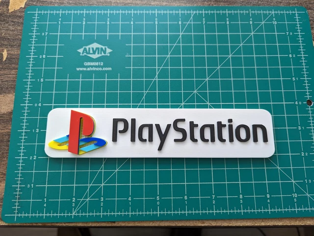 PLAYSTATION VIDEO GAME logo sign 3D printed art shelf display color ...