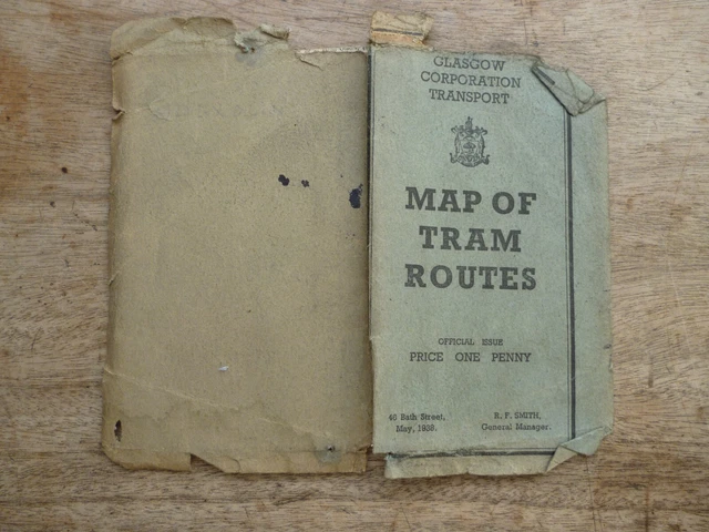 GLASGOW, MAP OF Tram Routes, May 1938, Glasgow Corporation Transport £4 ...