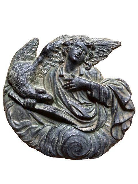 SAINT JEAN L’ÉVANGÉLISTE et l’aigle nuage fonte médaillon patiné bronze ...