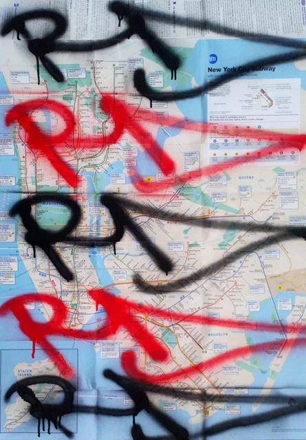 RD357 GRAFFITI MULTI Tags Original on New York Subway Map, NY Subway ...