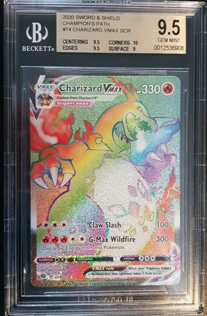 CHARIZARD 074/073 VMAX Secret Rare Champion's Path Pokemon Card Beckett ...