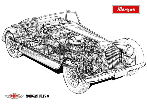 MORGAN PLUS 8 Detailed Cutaway Image A3 Size Poster Print Morgan V8 £4. ...