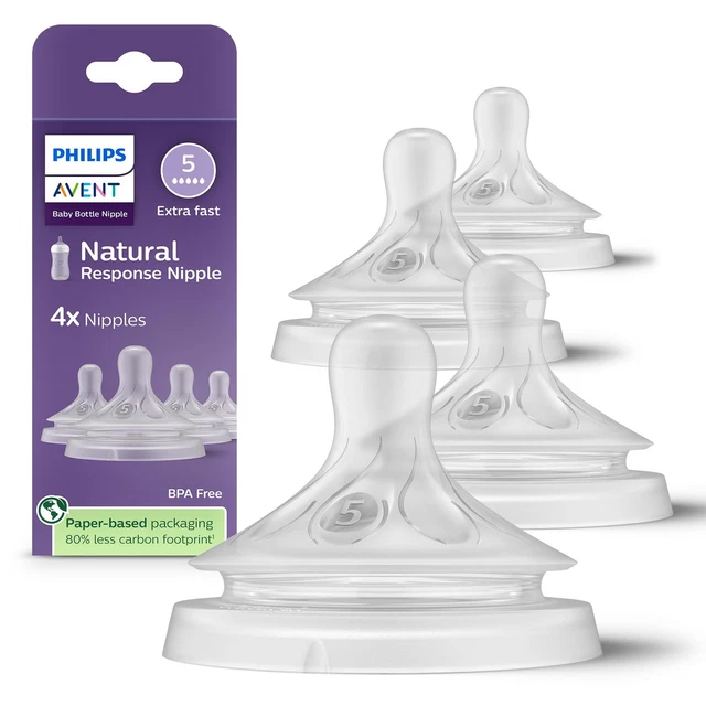 PHILIPS AVENT NATURAL Response Nipples, Extra Fast Flow Flow 5, 4-Pack ...