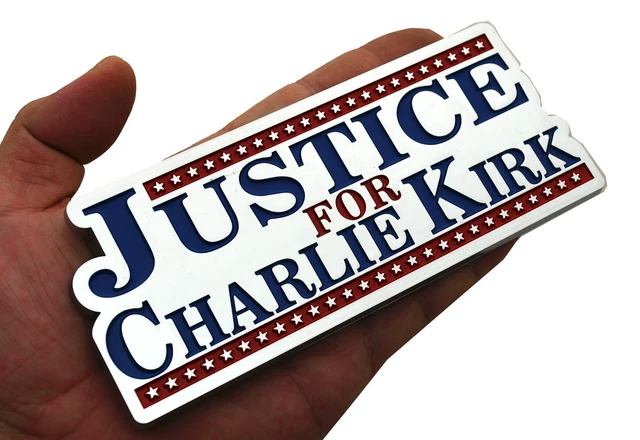 2PCS JUSTICE FOR Charlie Kirk Sticker Emblem Badges Sticker Decal Blue ...