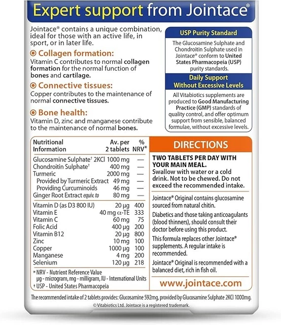 VITABIOTICS JOINTACE ORIGINAL Glucosamine Chondroitin Chondroitin ...