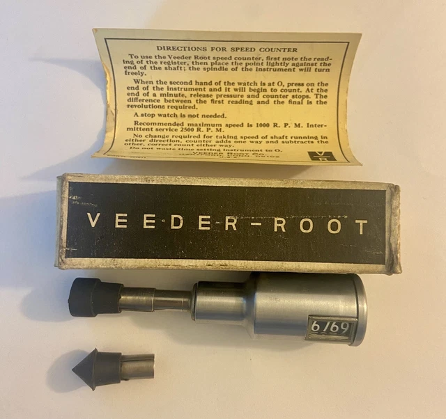 VINTAGE THE VEEDER Root Mfg. Co. Clutch Speed Counter Pat. Nov. 5, 1907 ...