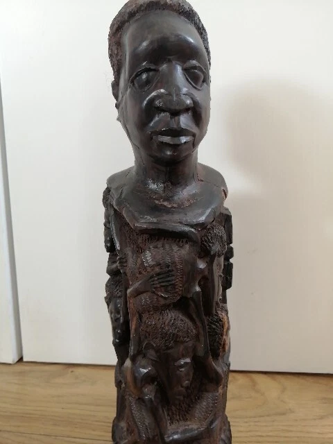 ANTIQUE AFRICAN TRIBLE Art Sculpture Ebony Family Tree Figure aprox ...