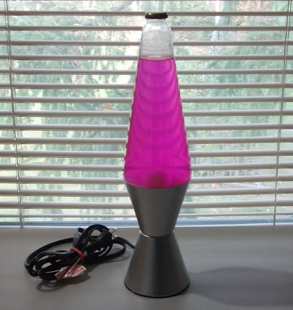 VINTAGE SILVER LAVA Lamp with Pink Liquid Works 14" MISSING CAP $39.99 ...