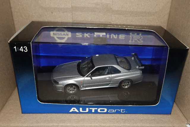 1/43 AUTOART NISSAN SKYLINE GT-R R34 1999 METALLIC SILVER #57301 OLD ...