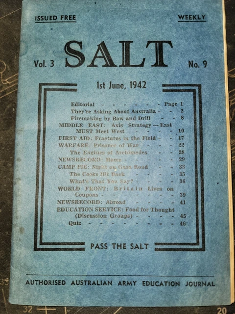 WWII AUSTRALIAN ARMY Education Journal The Salt Dated June 1st, 1942 £ ...