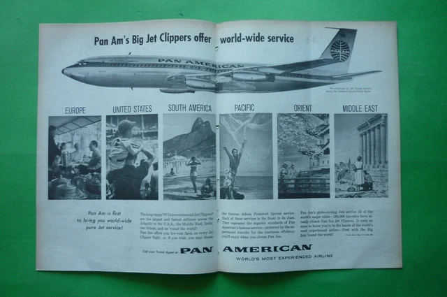 PAN-AM AIRLINES AMERICAN Big Jet Publicidad 1 Página Original 1959X EUR ...
