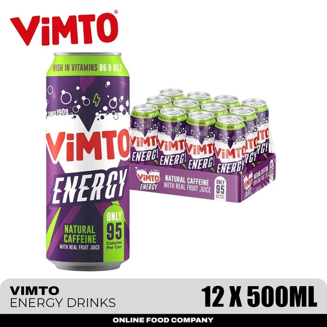 VIMTO ENERGY DRINK (12 x 500ml) Cans | With Natura Caffeine and Real ...