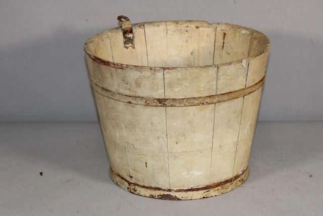 GREAT 19TH C Round Shaker Type Sap Bucket In Great White Paint Over ...