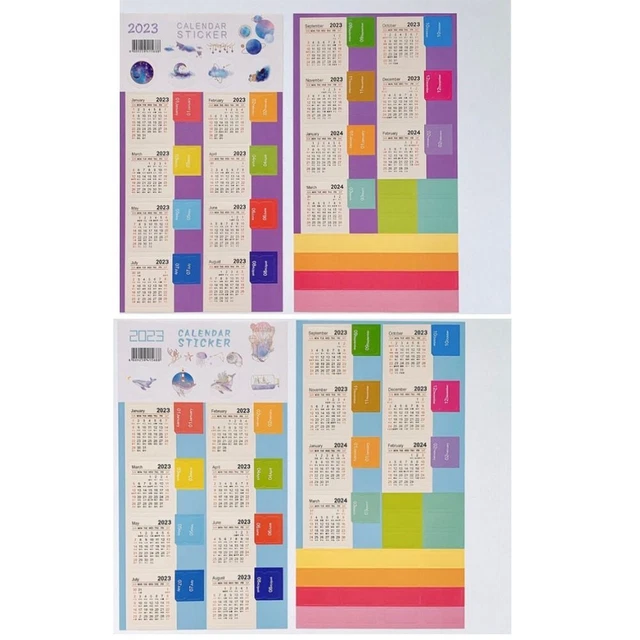 10 SETS 2024 To 2025 Annual Calendar Index Sticker (White/Blue ...