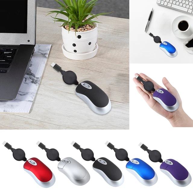 MINI RETRACTABLE WIRED USB 2.0 Optical Mouse Mice for PC Laptop ...