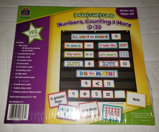 NUMBERS, COUNTING & MORE 0-20 Pocket Chart Cards K-2 and Teacher ...