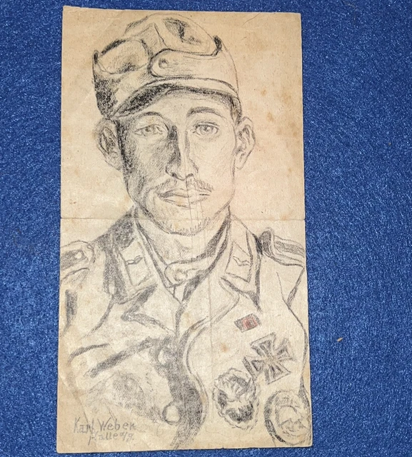 ORIGINAL WW2 GERMAN pencil drawing of soldier EUR 19,55 - PicClick DE