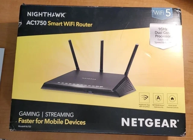 NETGEAR NIGHTHAWK AC1750 Smart Dual Band WiFi Router 1 GHz Dual Core ...