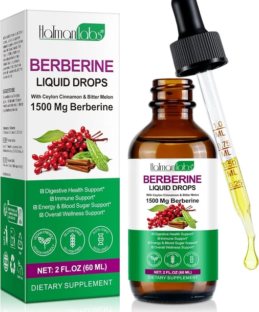 BERBERINE LIQUID DROPS, Berberine Supplement High Strength, 100% ...