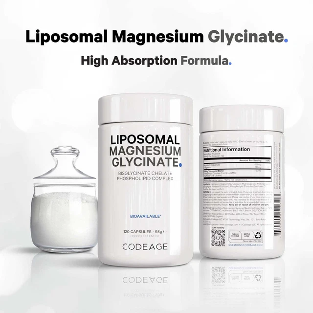 LIPOSOMAL MAGNESIUM GLYCINATE Supplement, 4-Month Supply, Bisglycinate ...