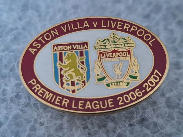 ASTON VILLA V LIVERPOOL PREMIER CREST ENAMEL METAL FOOTBALL PIN BADGE ...