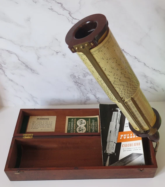 VGC VINTAGE FULLER Calculator, Cylindrical Slide Rule, 1949, Stanley ...