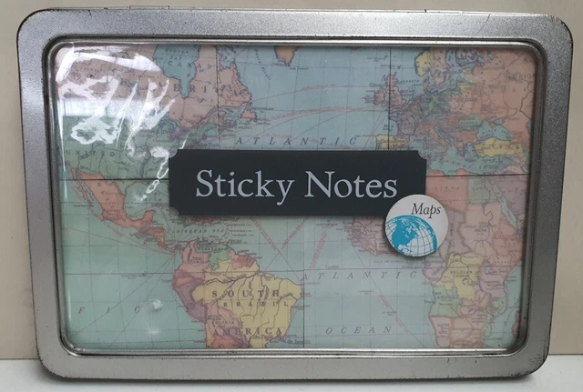 CAVALLINI & CO Vintage Maps Sticky Notes x 300 in Tin Box MIB c2012 ...