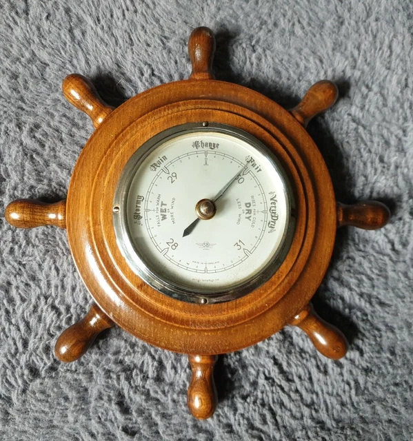 VINTAGE SB SHORTLAND Barometer Circular Ships Wheel. A British made ...