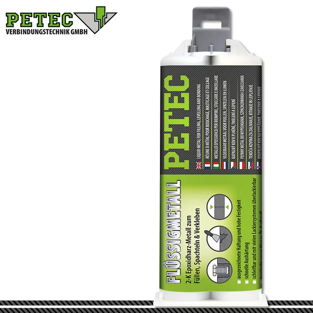 PETEC 50ML MÉTAL Liquide Double Cartouche Métal Acier Aluminium Réparer ...