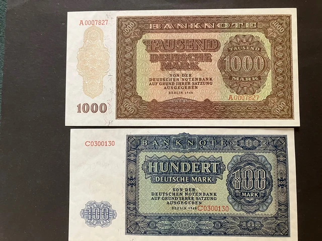 DDR BANKNOTEN 50 Pfennig bis 1000 Mark 1948 Kassenfrisch Unc original ...