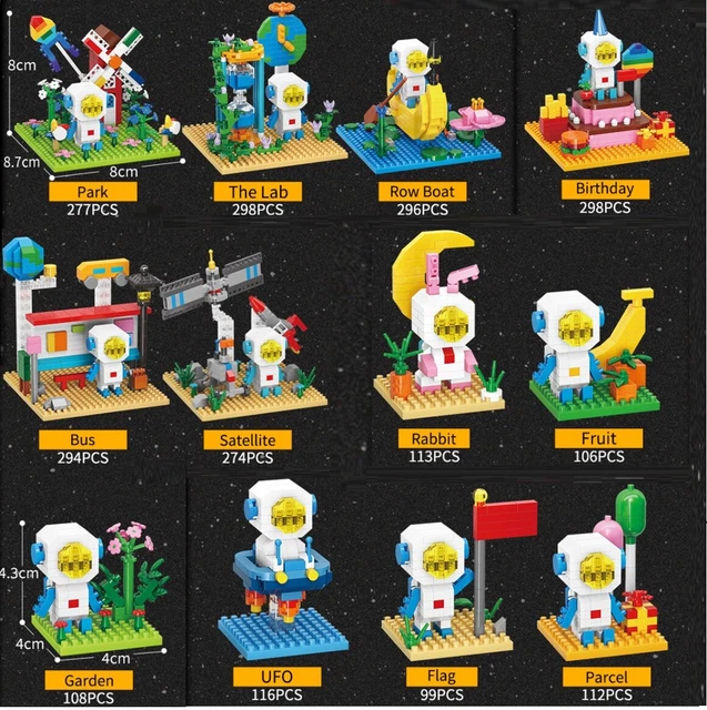 MINI BLOCK ASTRONAUT spaceman spaceship rocket moon micro building ...