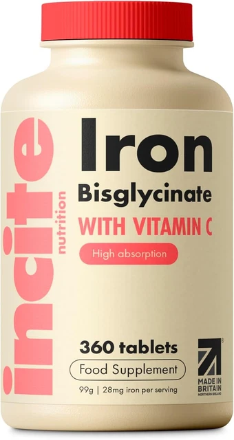 GENTLE IRON TABLETS - Bisglycinate 28 mg, 6 Month’s Supply - 360 High ...