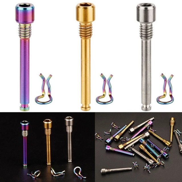 BIKE DISC BRAKE Caliper Bolts With Spring Clip Rust Resistant Titanium ...