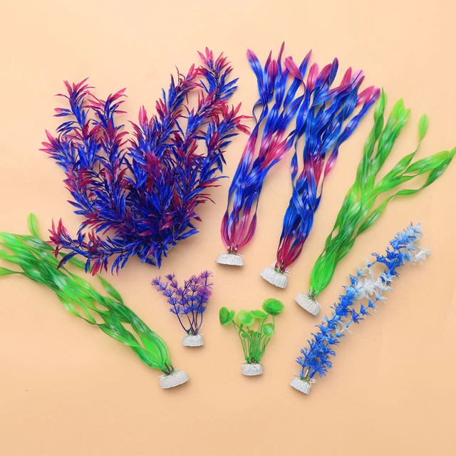 8 PEZZI DI pianta subacquea artificiale marina pianta finta ecologica ...