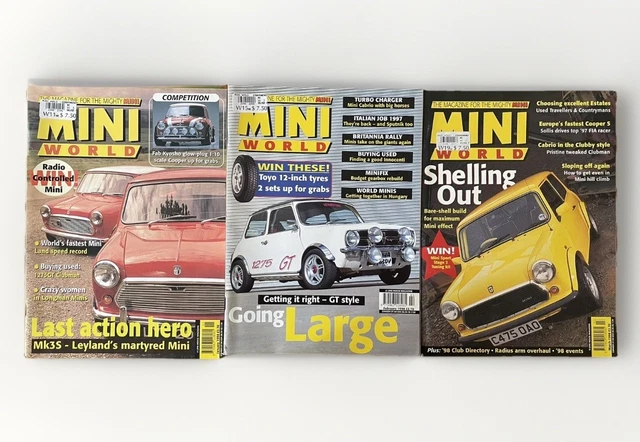 MINI WORLD UK Magazine 3 issues 1998 Jan Feb March Magazine of the ...
