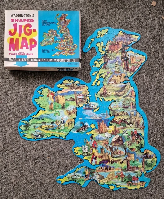 VINTAGE WADDINGTON'S BRITISH Isles Shaped Jig-Map Jigsaw Puzzle ...