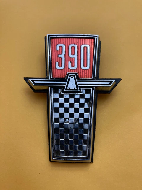 1965 FORD GALAXIE 500 390 Fender Emblem, Badge Logo Checkered Flag ...