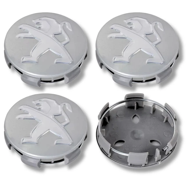 FOR PEUGEOT ALLOY Wheel Centre Cap Hub x4 60mm Silver 307 308 406 407 ...