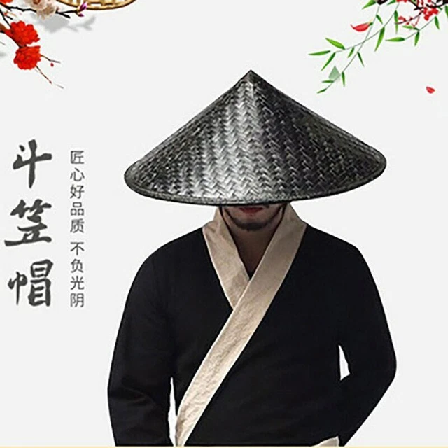 CHINESE CONICAL RICE Farmer Sun Hat Japanese Asian Belt Hat Costume ...