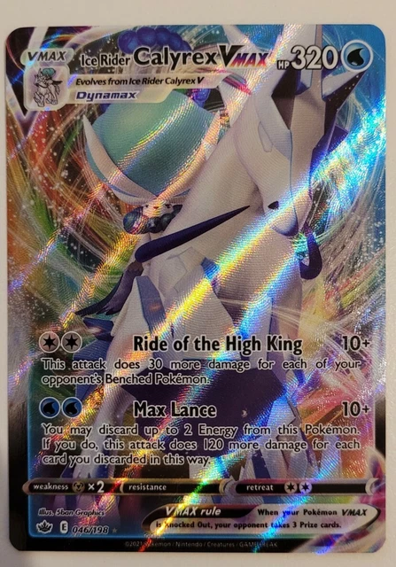 POKEMON CHILLING REIGN Ice Rider Calyrex VMAX Full Art Rare 046/198 ...