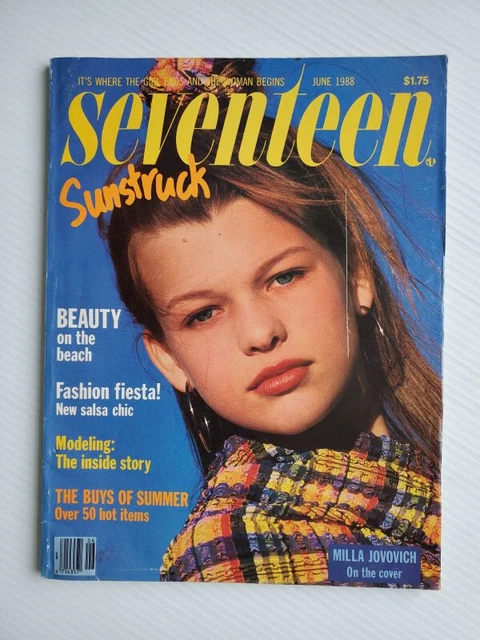 6/1988 SEVENTEEN MAGAZINE MILLA JOVOVICH Charlie Schlatter Model Life ...