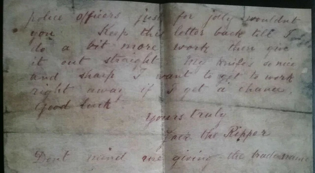 &DEAR BOSS& LETTER Was The First Time Jack The Ripper Name Was Used £8. ...