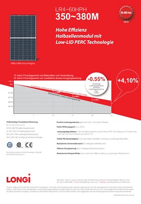 SOLAR MODULE 375W Mono PV Solar Longi Balcony Power Plant Panel Black £ ...