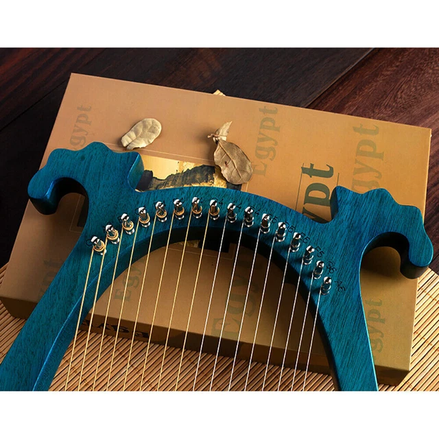 NEW LYRE HARP,16 Metal String Harp Solid Wood Mahogany with Tuning ...