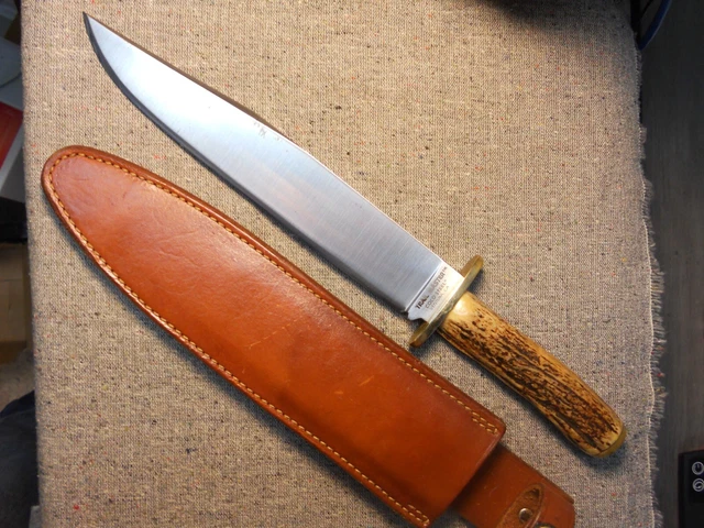VINTAGE COLD STEEL Ventura CA TRAIL MASTER Fixed Blade Knife India Stag ...
