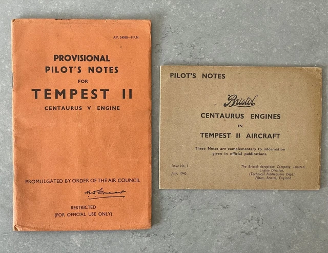 ORIGINAL WW2 RAF Centaurus Engine & Provisional Pilot's Notes Hawker ...