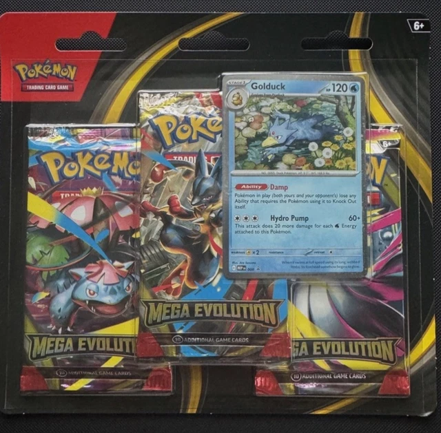 POKÉMON TCG - Mega Evolution Triple Blister Pack - Golduck (Brand New ...