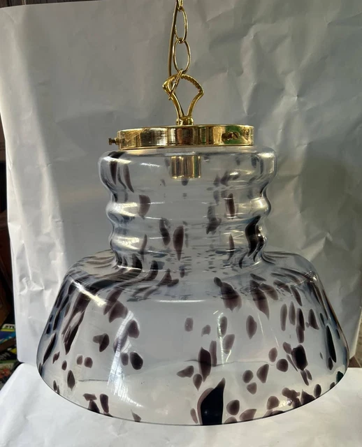 LAMPADARIO DA SOFFITTO In Vetro Pezzato Anni 70 In Vetro E Ottone Da ...