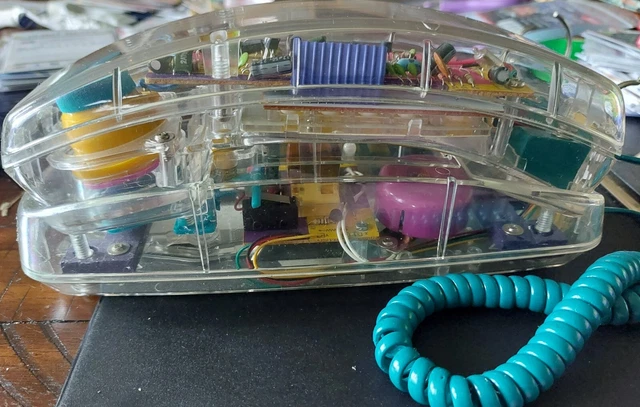 VINTAGE CLEAR CONAIR Transparent Push Button Neon Telephone SW205 ...