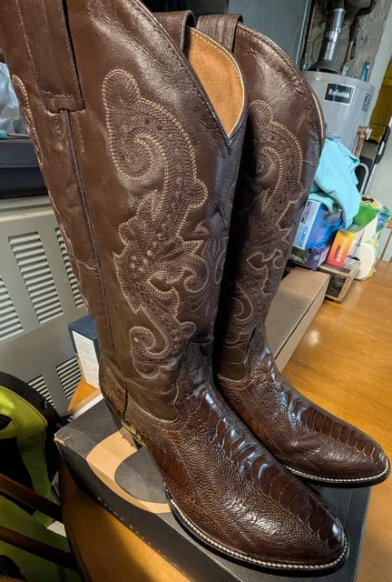 MENS CIRCLE G Ostrich Leg Brown Western Boots 12EE Excellent! £72.52 ...